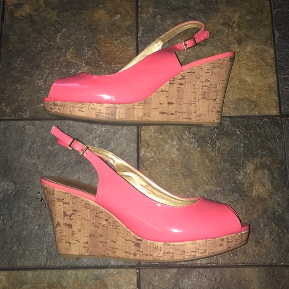Avenue | Shoes | Sold Coral Cork Heels | Poshmark
